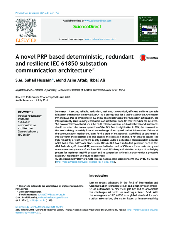 Pdf A Novel Prp Based Deterministic Redundant And Resilient Iec 61850 Substation