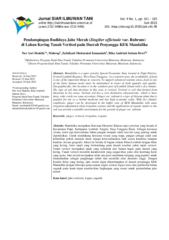 (PDF) Pendampingan Budidaya Jahe Merah (Zingiber officinale var. Rubrum ...