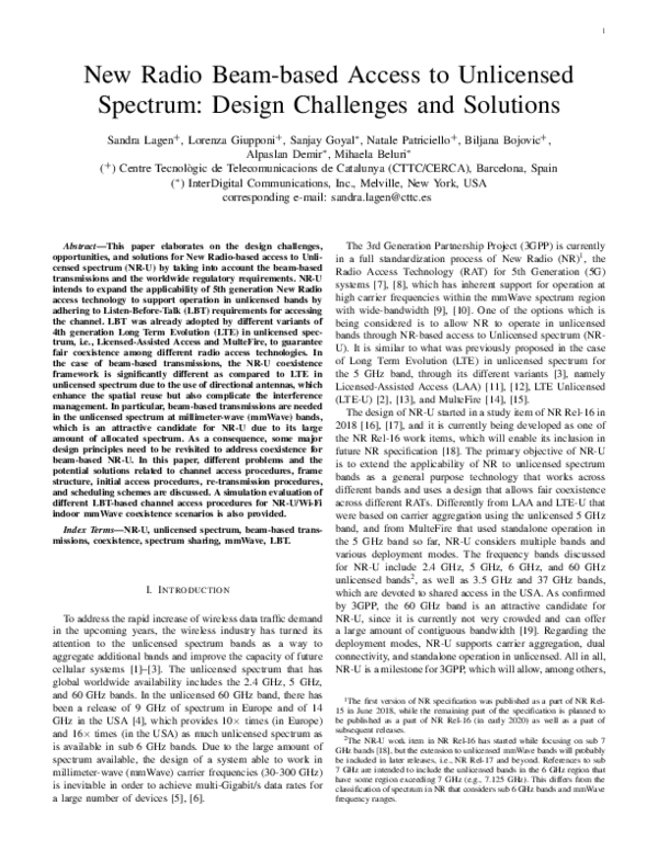 (PDF) New Radio Beam-Based Access to Unlicensed Spectrum: Design ...