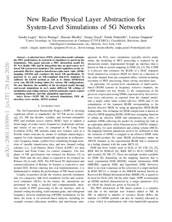 (PDF) New Radio Physical Layer Abstraction for System-Level Simulations ...