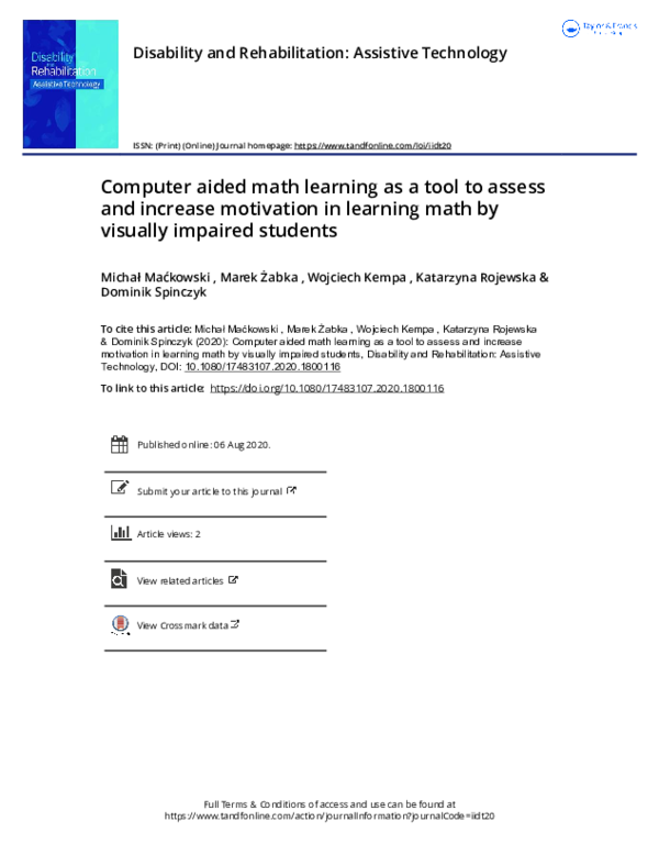 (PDF) Computer aided math learning as a tool to assess and increase motivation in learning math ...