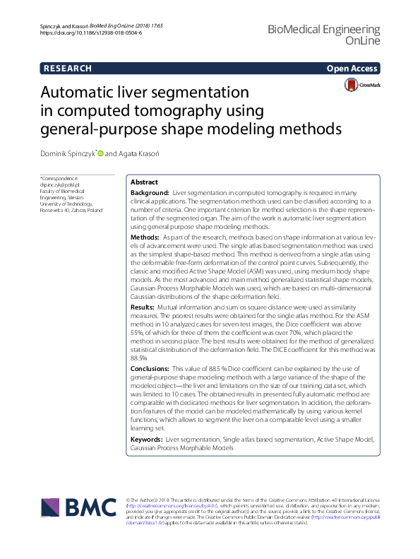 (PDF) Automatic liver segmentation in computed tomography using general-purpose shape modeling ...