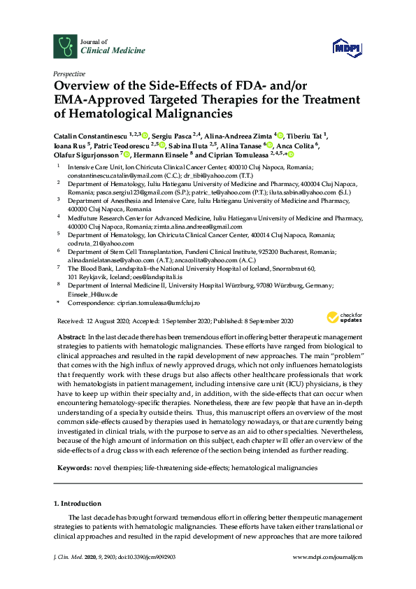 (PDF) Overview of the Side-Effects of FDA- and/or EMA-Approved Targeted ...
