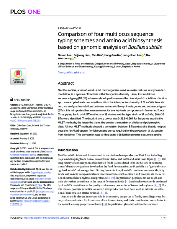 (PDF) Comparison of four multilocus sequence typing schemes and amino acid biosynthesis based on ...