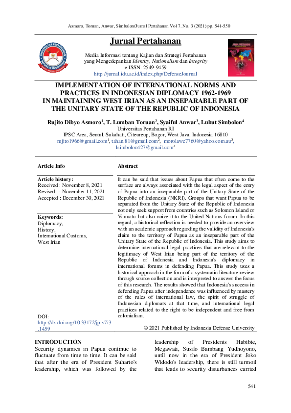 (PDF) Implementation of International Norms and Practices in Indonesian ...
