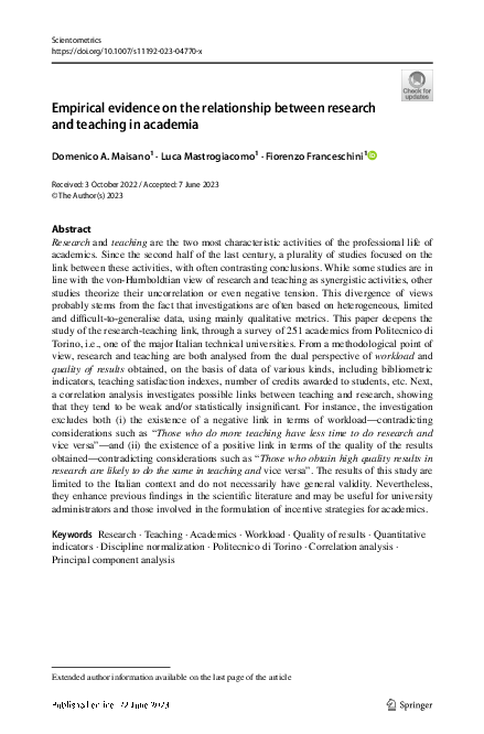 (PDF) Empirical evidence on the relationship between research and ...