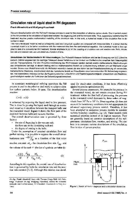 (PDF) Circulation rate of liquid steel in RH degassers