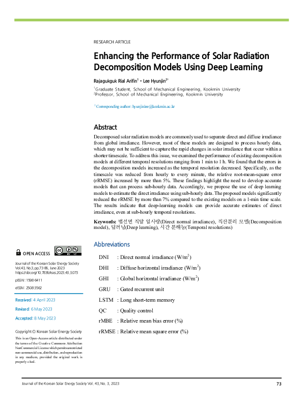Enhancing the Performance of Solar Radiation Decomposition Models Using ...