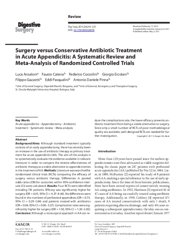(PDF) Surgery versus Conservative Antibiotic Treatment in Acute ...