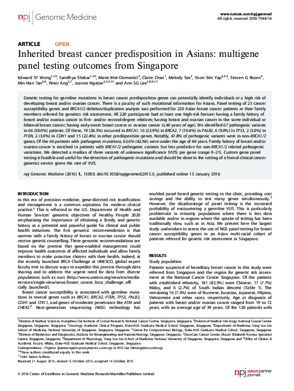 (PDF) Inherited breast cancer predisposition in Asians: multigene panel ...