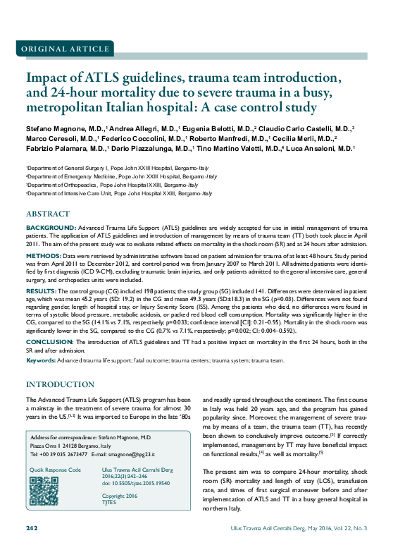 (PDF) Impact of ATLS Guidelines and Trauma Team Introduction an 24 ...