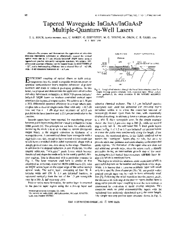 (PDF) Tapered waveguide InGaAs/InGaAsP multiple-quantum-well lasers