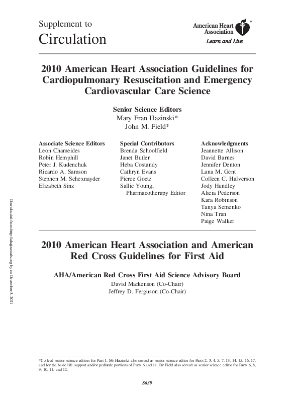 (PDF) 2010 American Heart Association Guidelines for Cardiopulmonary ...