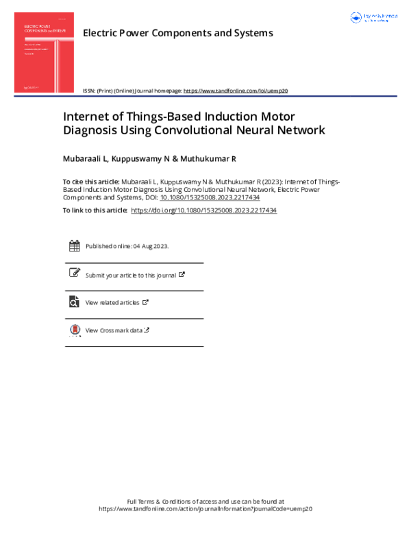 Pdf Internet Of Things Based Induction Motor Diagnosis Using Convolutional Neural Network