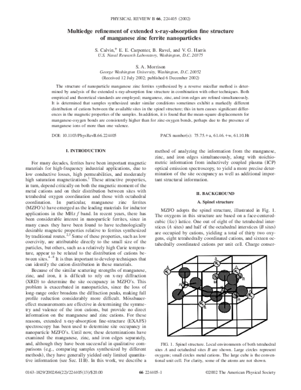 (PDF) Multiedge refinement of extended x-ray-absorption fine structure ...