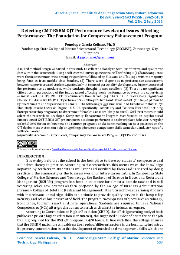 (PDF) Detecting CMT-BSHM OJT Performance Levels and Issues Affecting ...