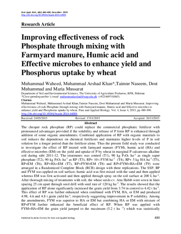 (PDF) Improving effectiveness of rock Phosphate through mixing with ...