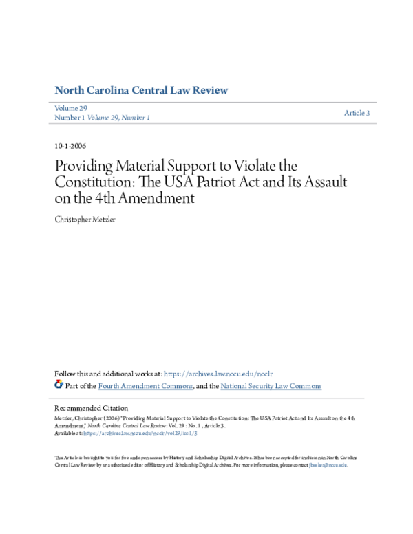 (PDF) Providing Material Support to Violate the Constitution: The USA ...