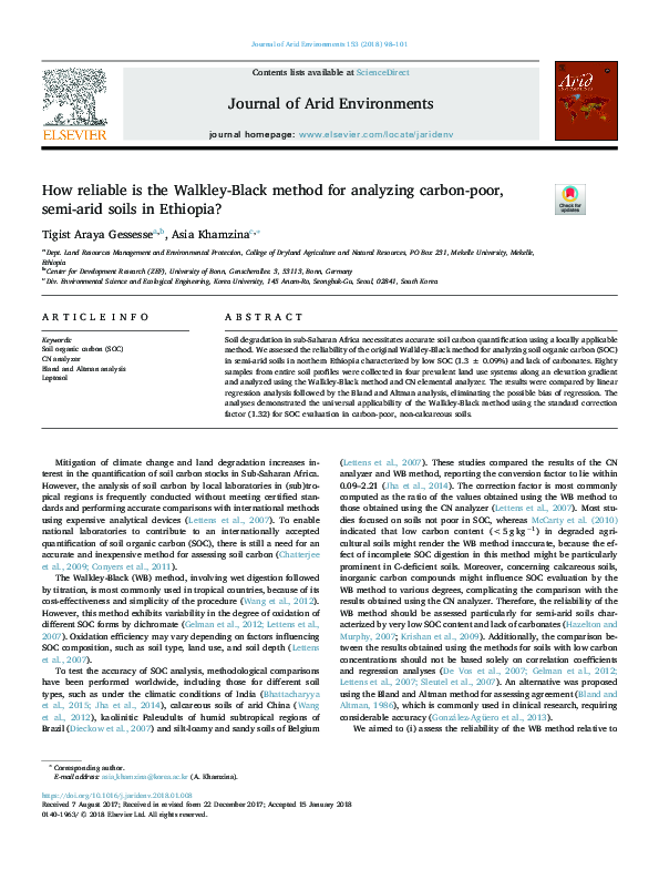 (PDF) How reliable is the Walkley-Black method for analyzing carbon ...