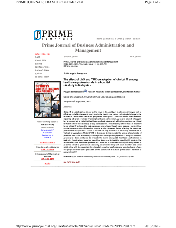 Prime Journal of Business Administration and Management