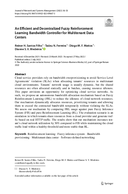 Pdf An Efficient And Decentralized Fuzzy Reinforcement Learning Bandwidth Controller For
