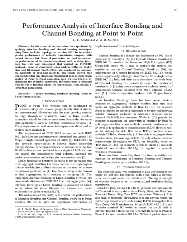 (PDF) Performance Analysis of Interface Bonding and Channel Bonding at Point to Point