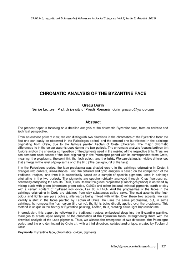 (PDF) Chromatic Analysis of the Byzantine Face