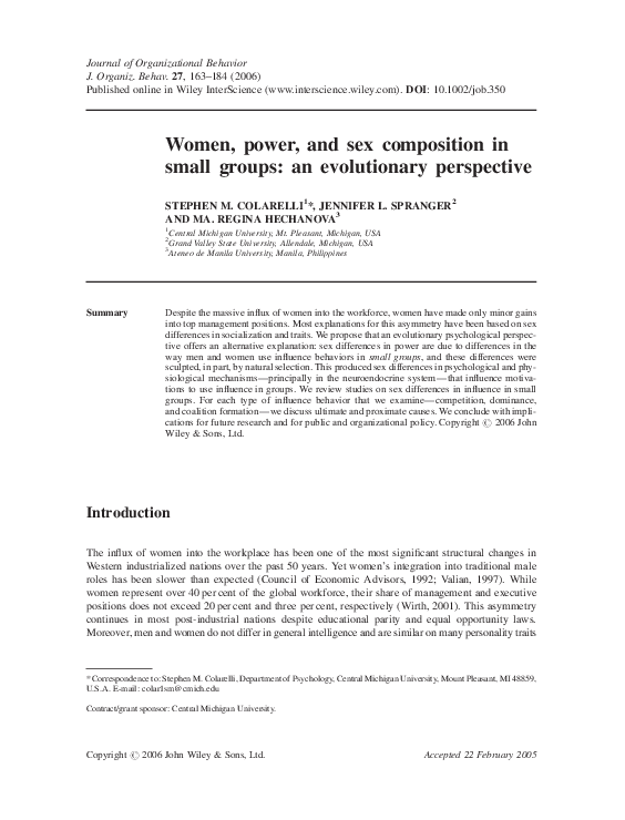 (PDF) Women, power, and sex composition in small groups: an ...
