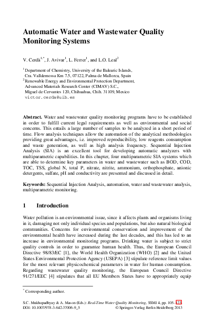 (PDF) Automatic Water and Wastewater Quality Monitoring Systems