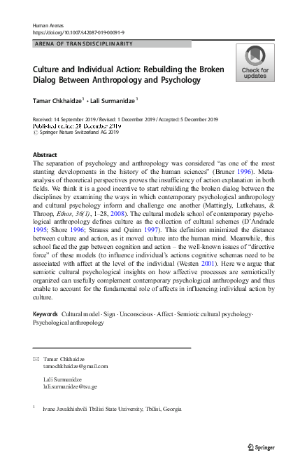 (PDF) Culture and Individual Action: Rebuilding the Broken Dialog ...