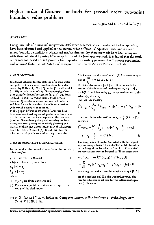 (PDF) Higher order difference methods for second order two-point boundary-value problems | MMKK ...