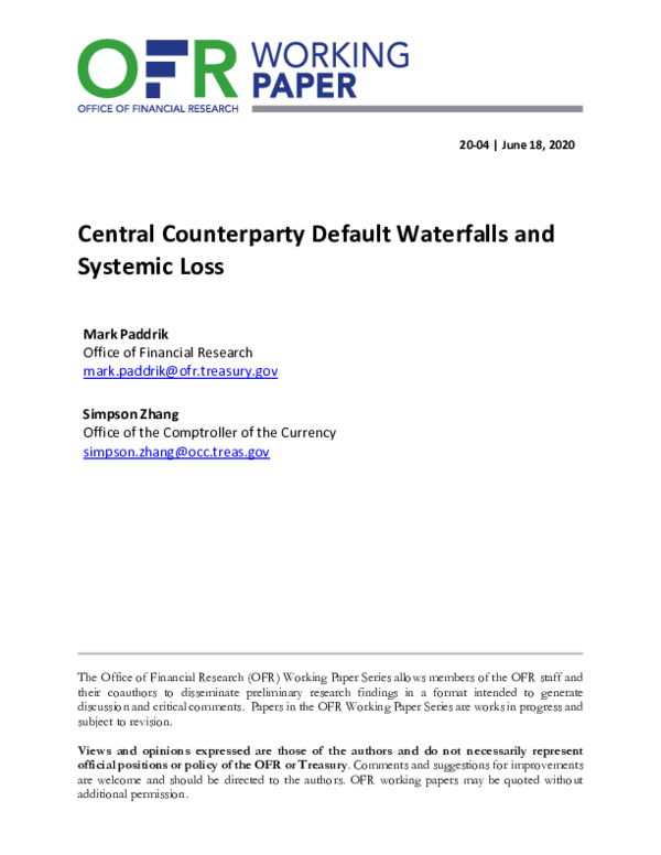(PDF) Central Counterparty Default Waterfalls and Systemic Loss