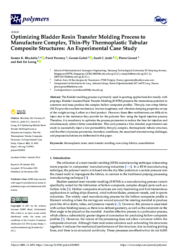 (PDF) Optimizing Bladder Resin Transfer Molding Process to Manufacture ...