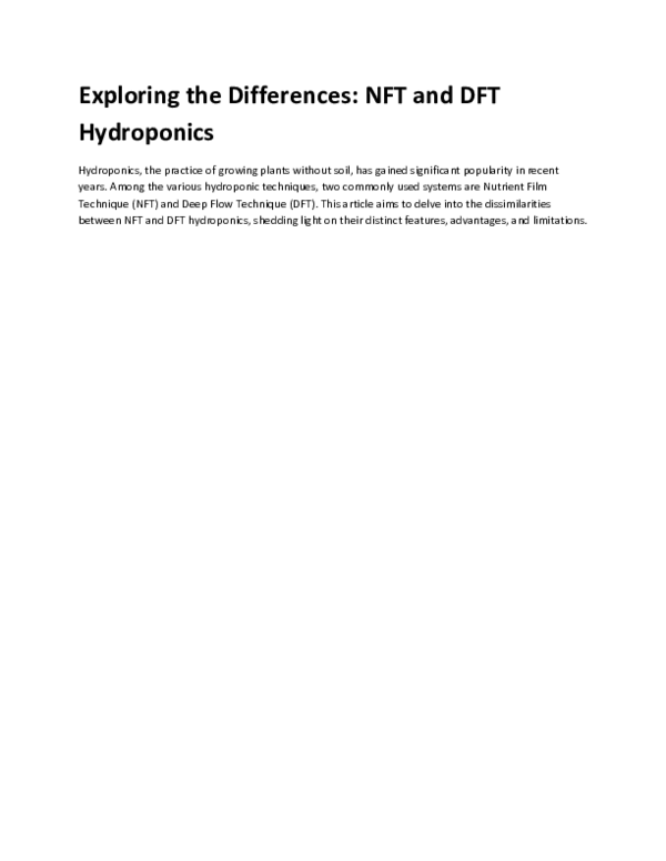 (PDF) NFT and DFT Hydroponics