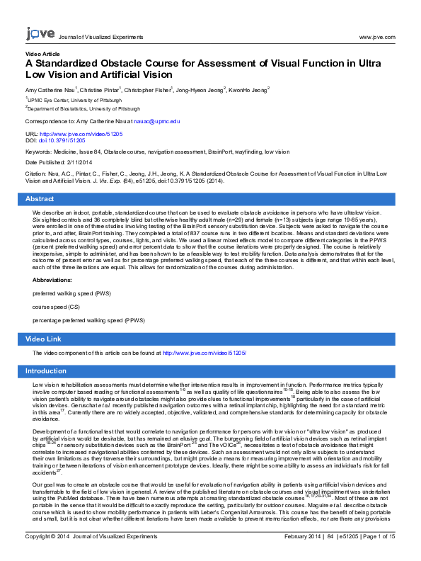 (PDF) A Standardized Obstacle Course for Assessment of Visual Function ...