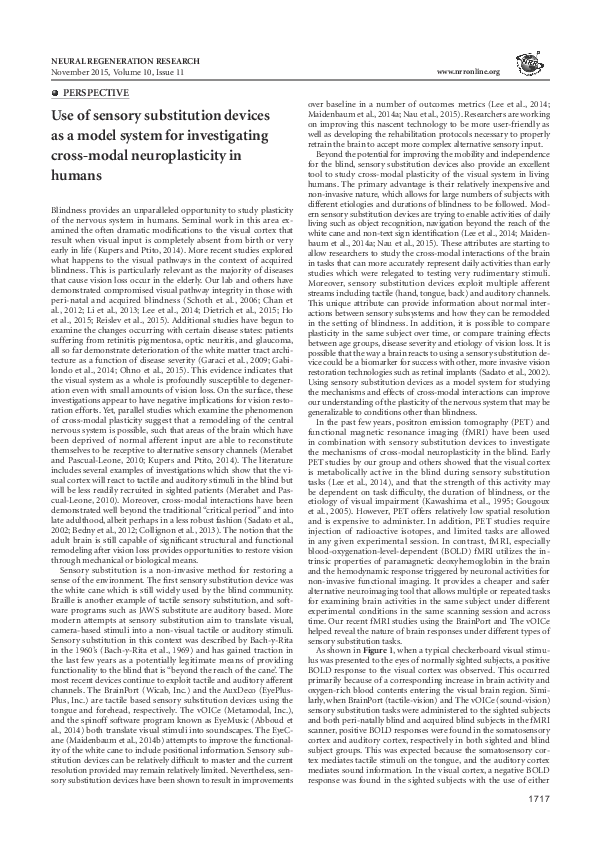 Pdf Use Of Sensory Substitution Devices As A Model System For Investigating Cross Modal