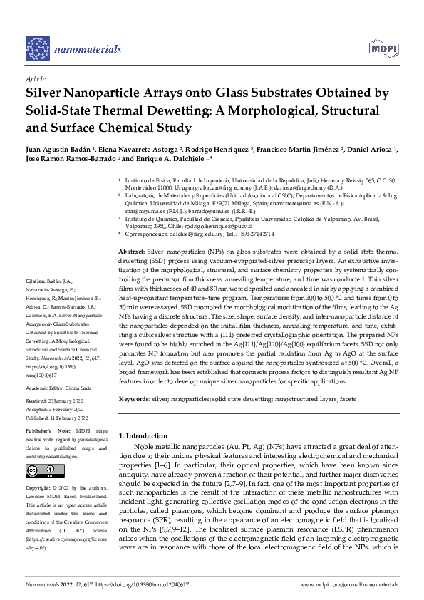 (PDF) Silver Nanoparticle Arrays onto Glass Substrates Obtained by ...