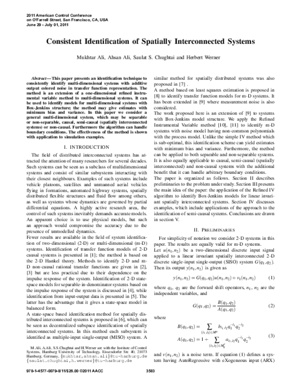 (PDF) Identifying Spatially Interconnected Systems