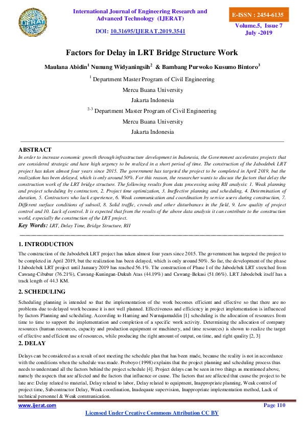 (PDF) Factors for Delay in LRT Bridge Structure Work