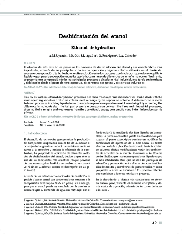 (PDF) Ethanol dehydration