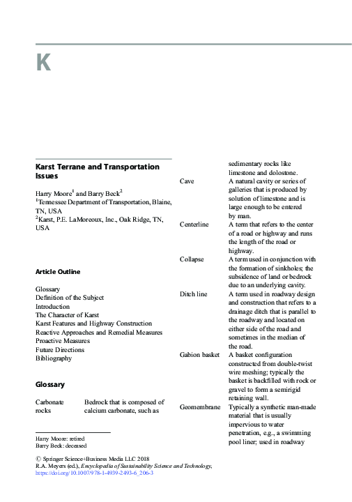 (PDF) Karst Terrane and Transportation Issues