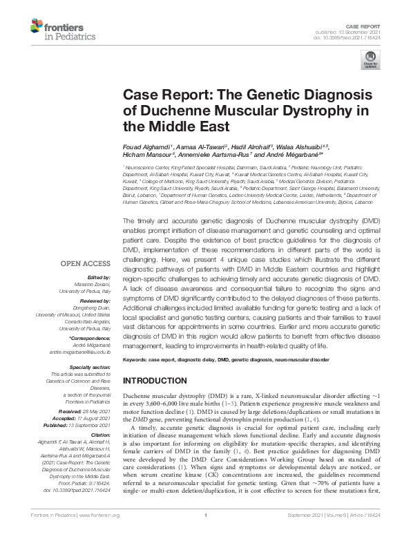 (PDF) Case Report: The Genetic Diagnosis of Duchenne Muscular Dystrophy ...