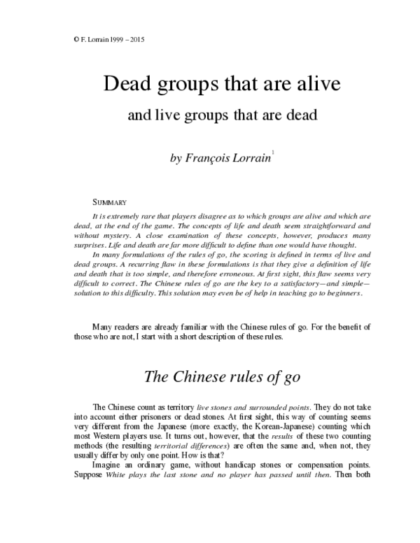 (PDF) Dead groups that are alive and live groups that are dead