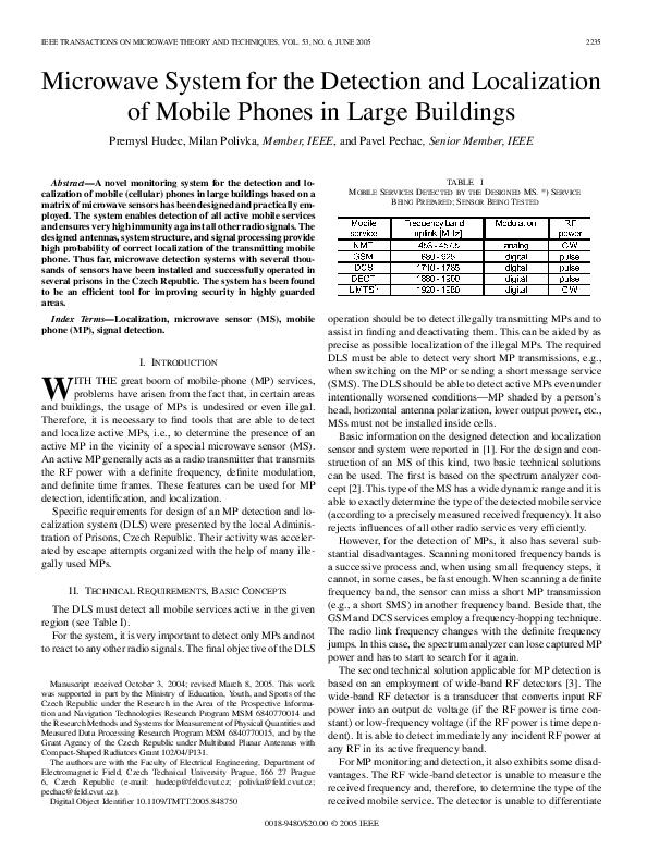 (PDF) Microwave system for the detection and localization of mobile ...