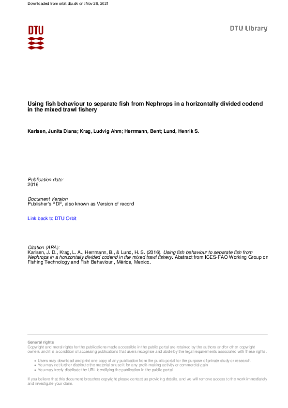 (PDF) Using fish behaviour to separate fish from Nephrops in a ...