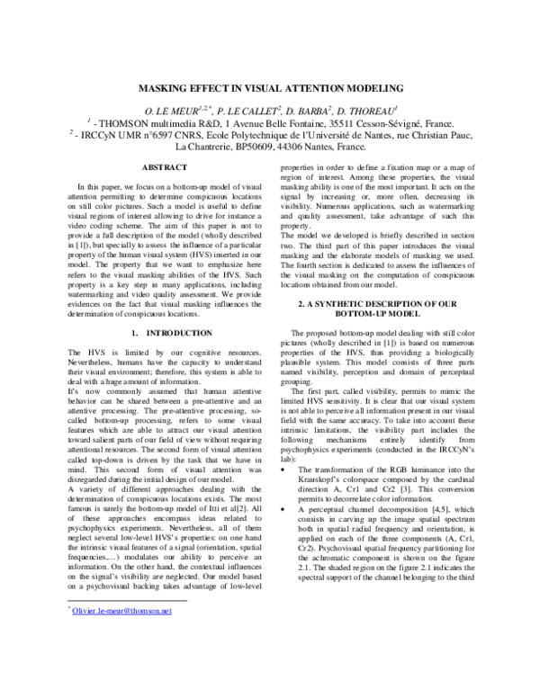 (PDF) Masking effect in visual attention modeling
