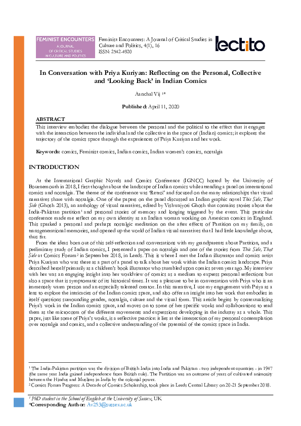 (PDF) In Conversation with Priya Kuriyan: Reflecting on the Personal ...