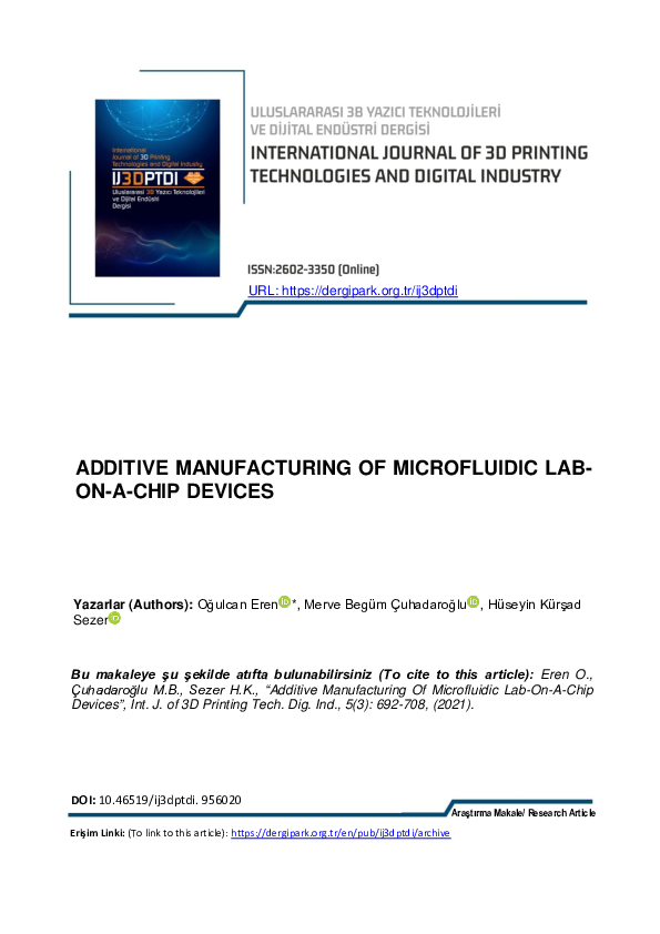 (PDF) Additive Manufacturing of Microfluidic Lab-On-A-Chip Devices