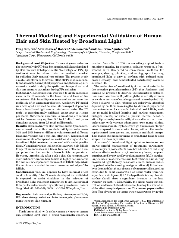 (PDF) Thermal modeling and experimental validation of human hair and skin heated by broadband light