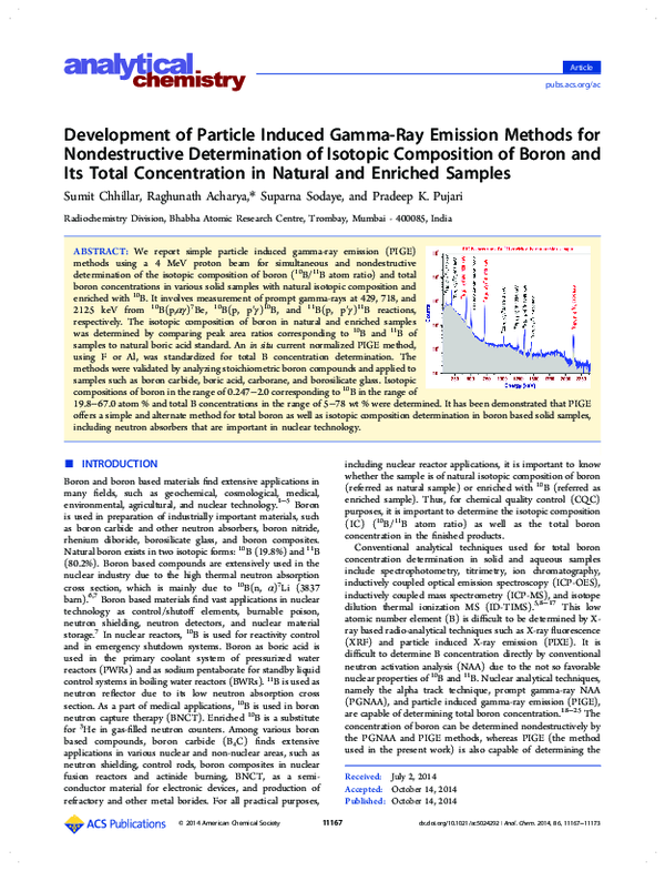 Pdf Development Of Particle Induced Gamma Ray Emission Methods For